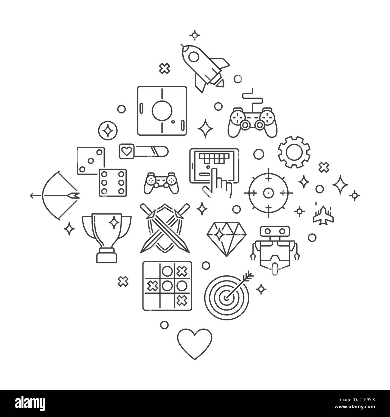 Game or Gaming vector concept illustration in thin line style Stock ...