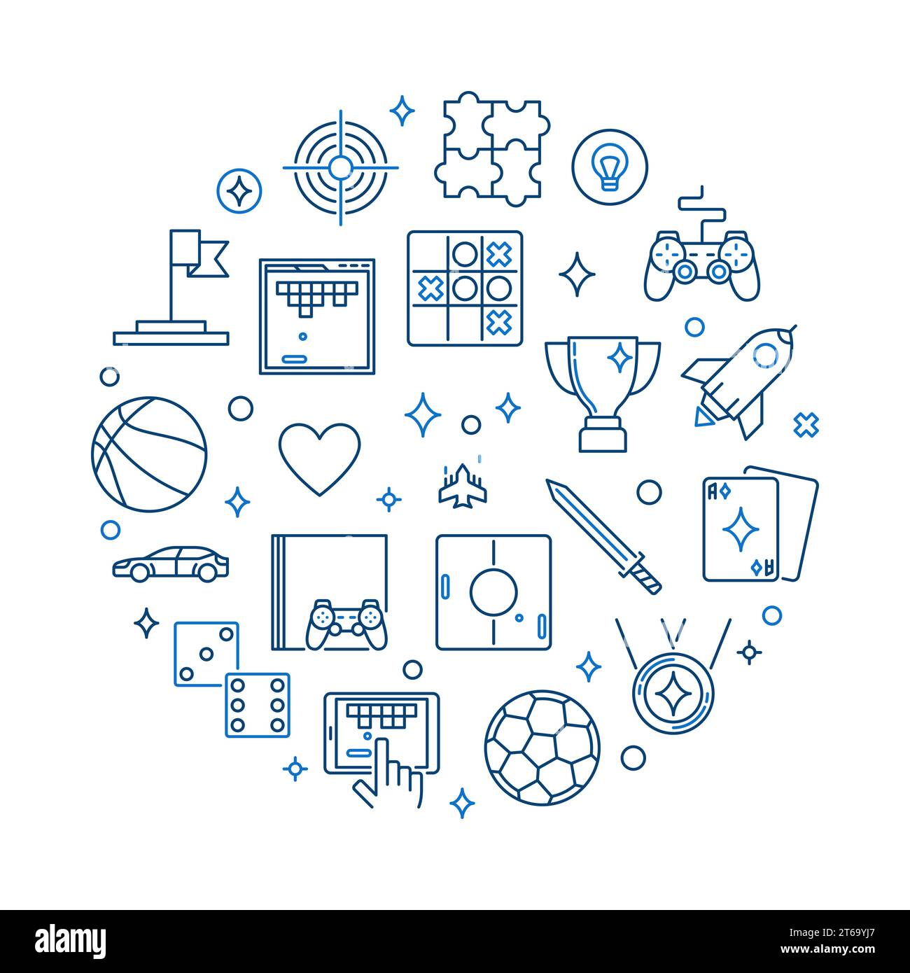 Game vector round concept thin line gaming illustration Stock Vector ...