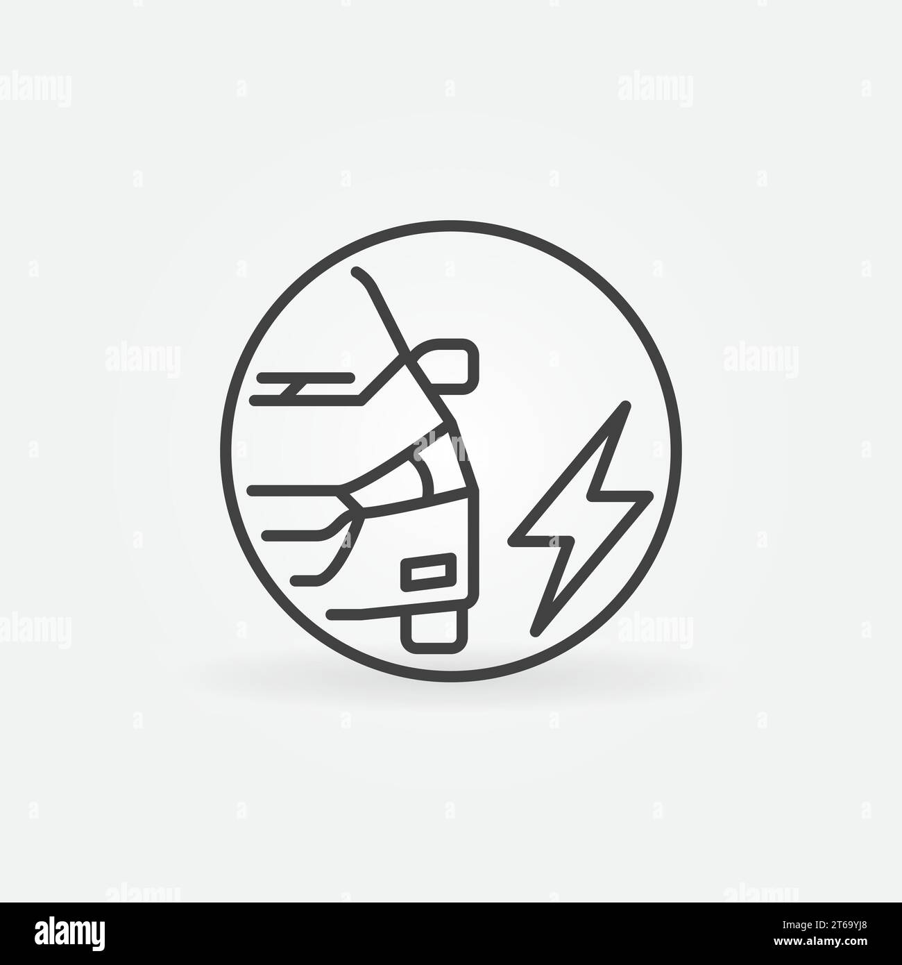 EV with Lightning outline vector concept round icon or design element ...