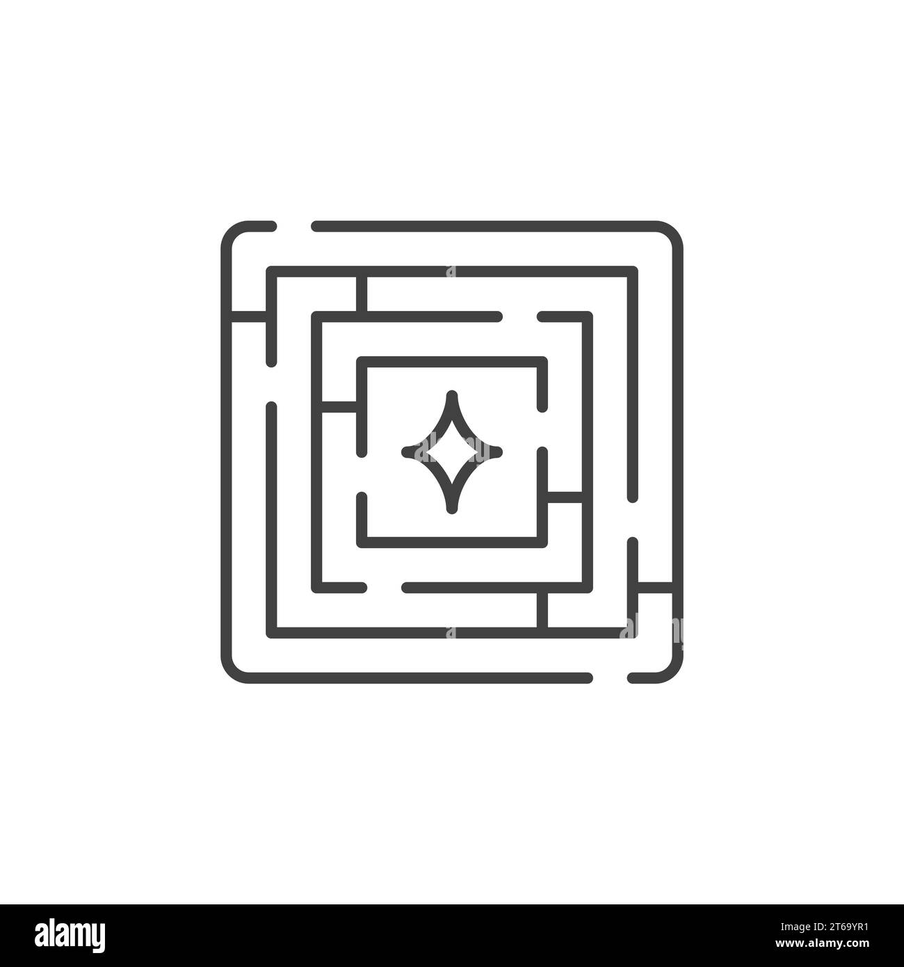 Labyrinth vector minimal linear icon. Maze concept symbol or logo in outline style Stock Vector ...
