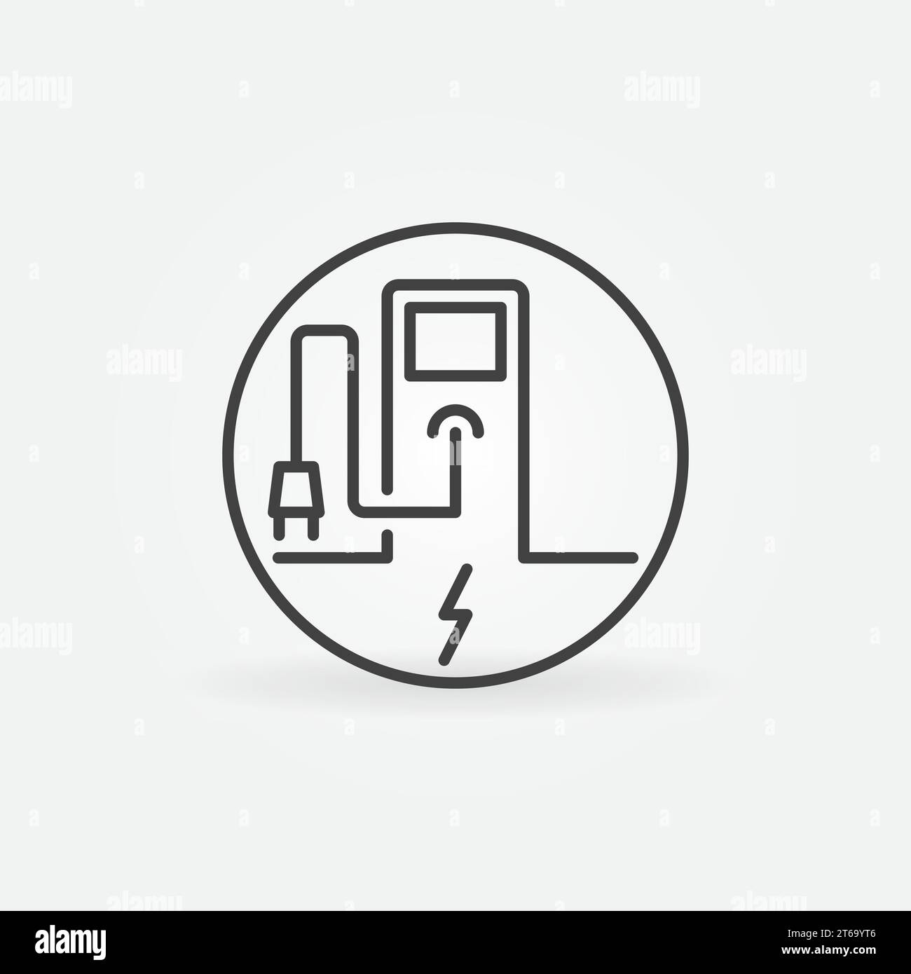 EV Recharging Point linear vector concept round icon or logo element ...