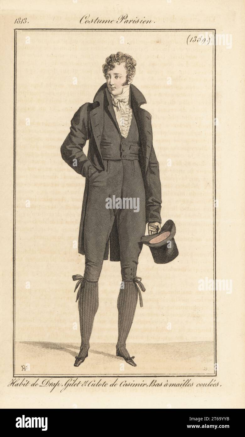 French gentleman in wool tailcoat, worsted waistcoat and breeches ...