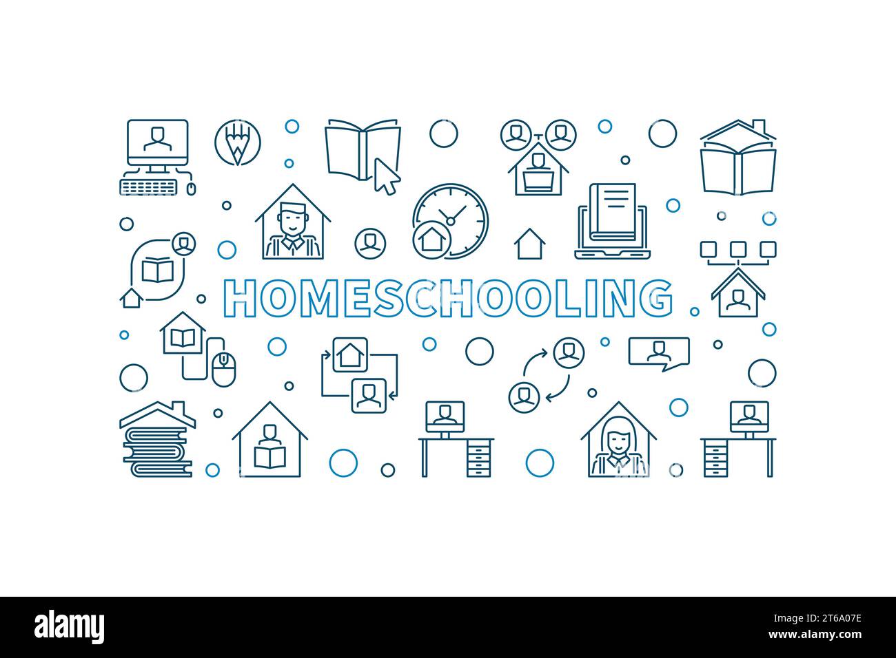 Homeschooling outline vector Education concept minimal horizontal ...