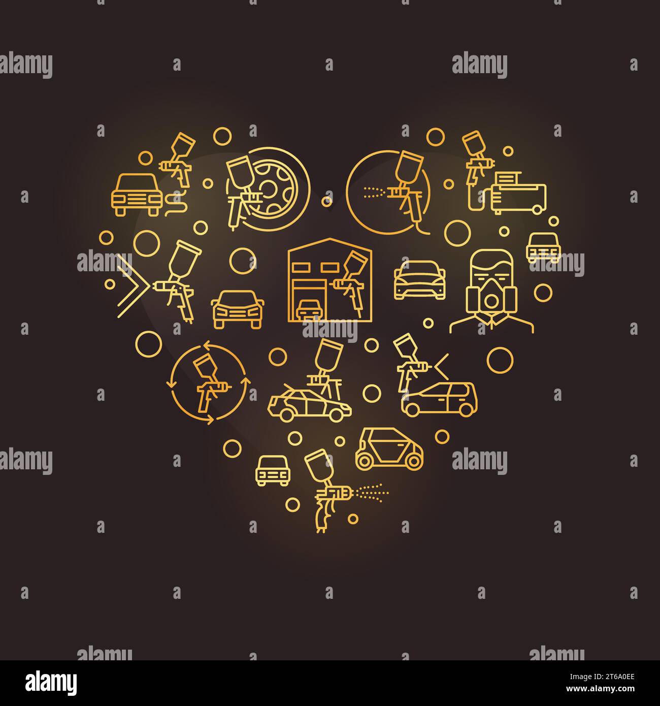 Auto Body Painting vector Automotive concept outline golden ...