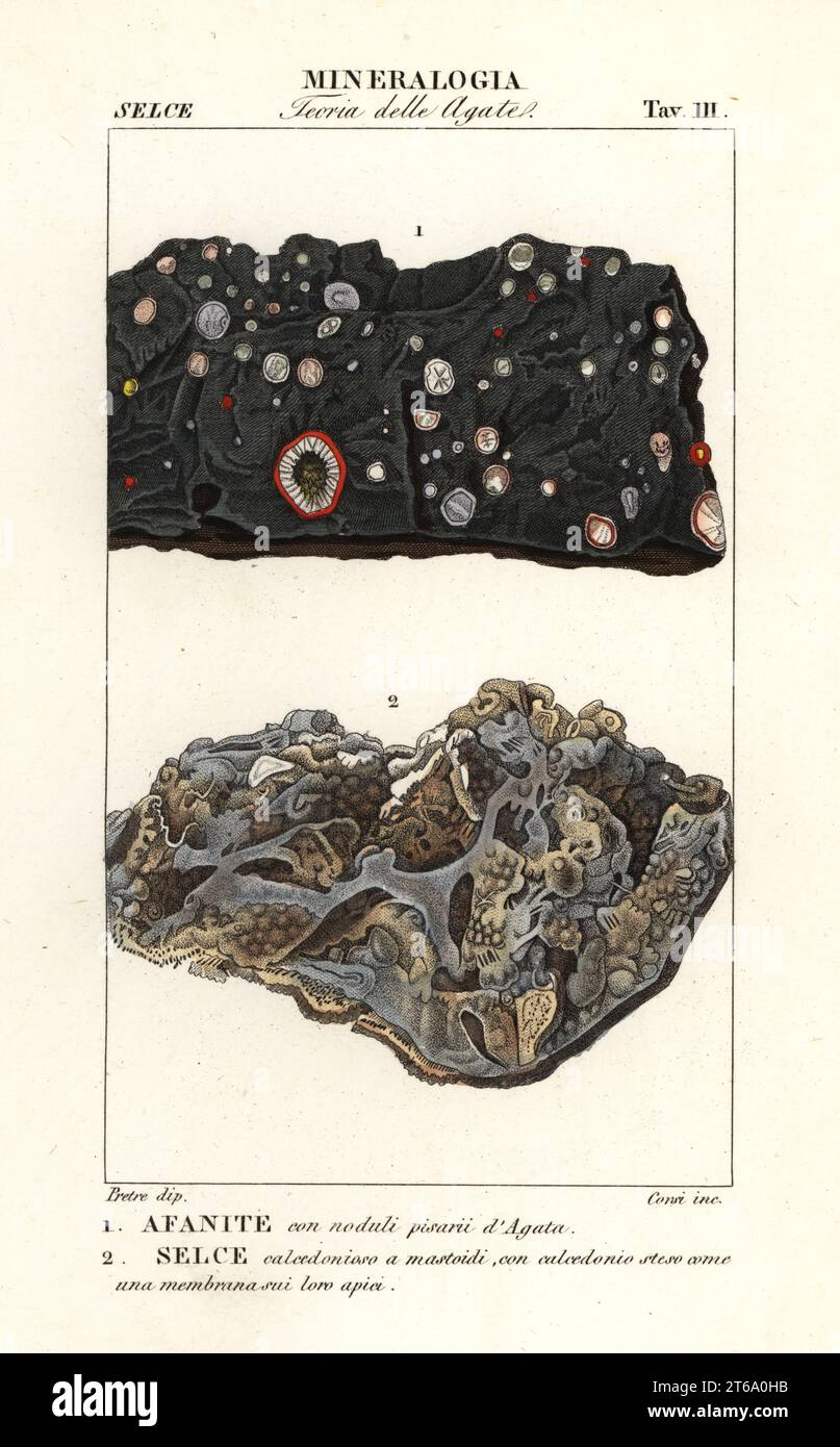 Aphanite 1, and chalcedony flint with mastoids 2. Afanite, Selce ...