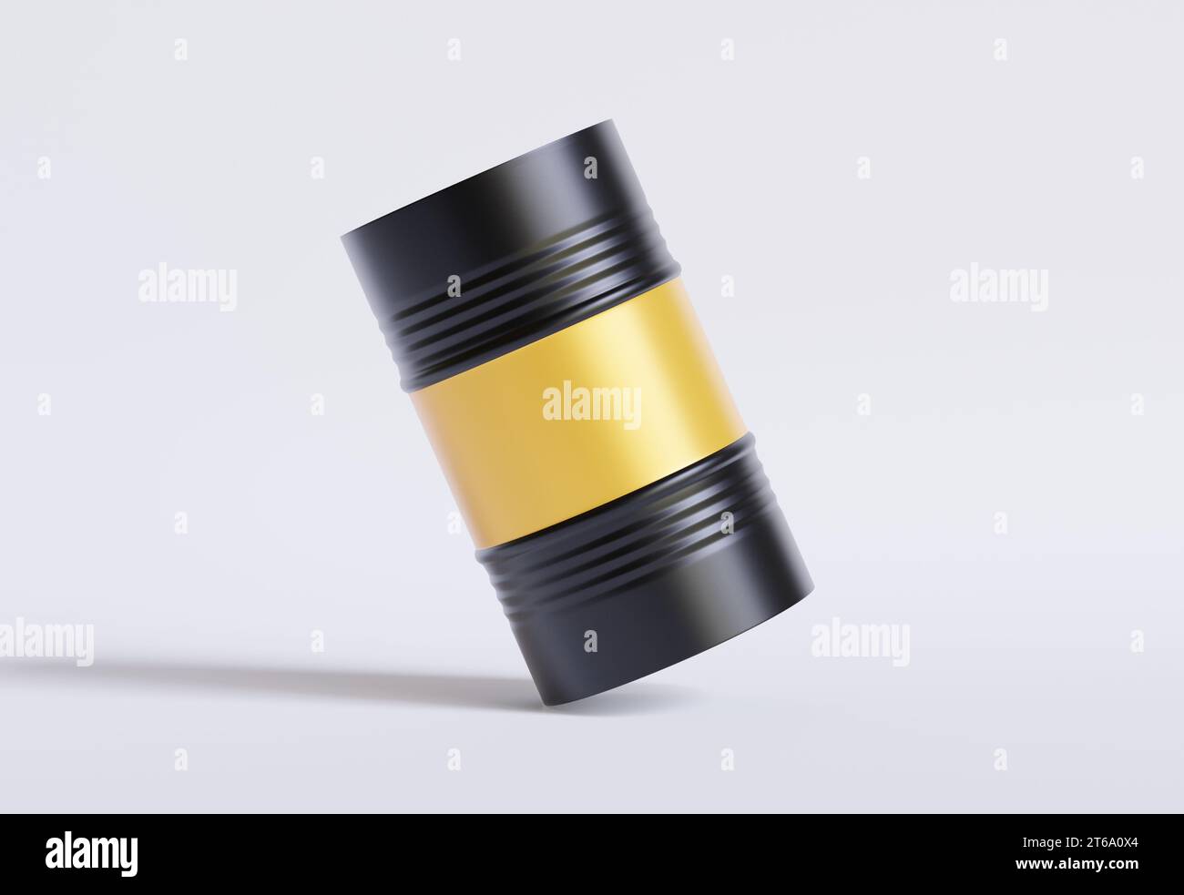 Drum Container oil industry. Gold and black barrels with oil drop label ...