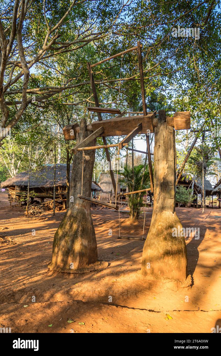 Playground swing in the Akha tribe area of the Union of Hill Tribe ...