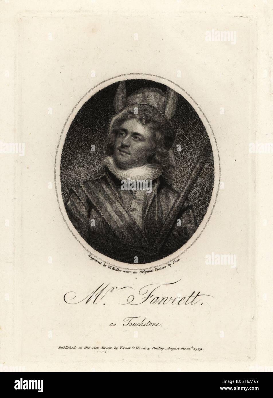 Mr John Fawcett (1768-1837)., in costume as the jester Touchstone in ...