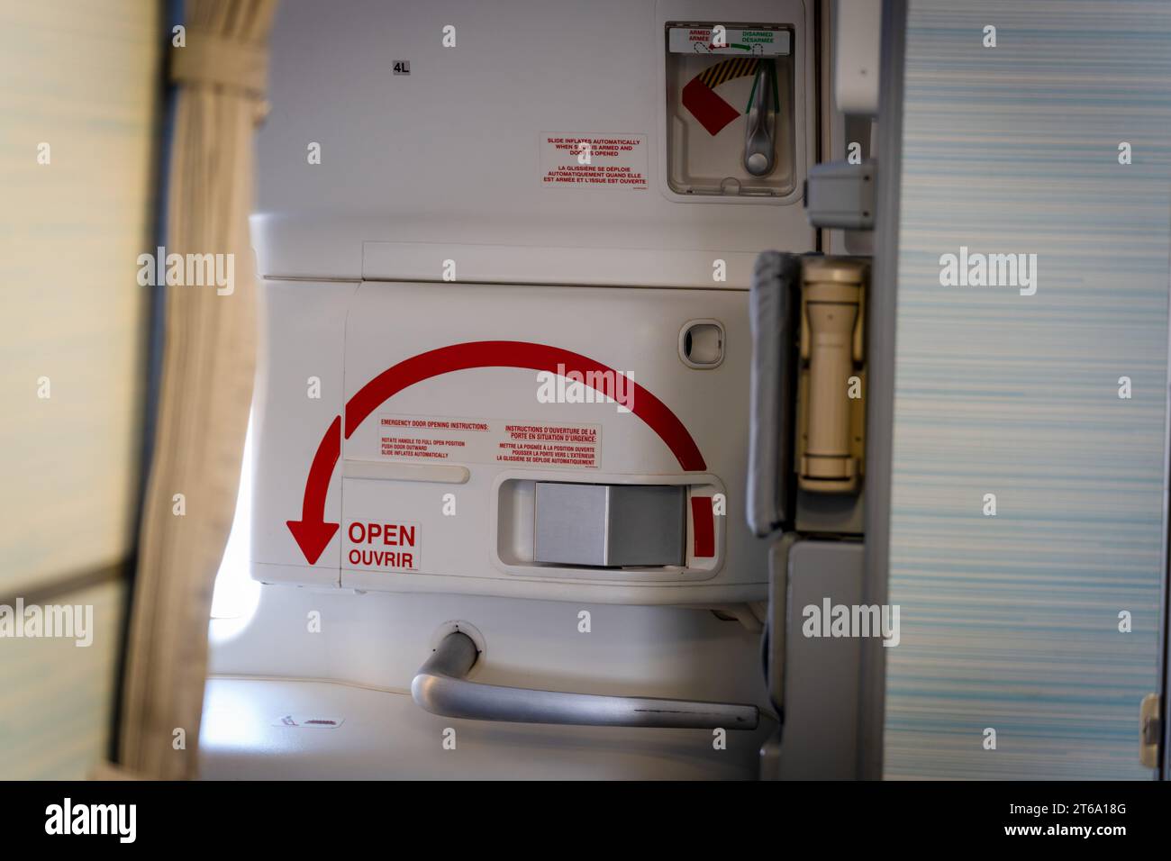 Passenger airplane aircraft emergency exit, escape way of life. way to ...