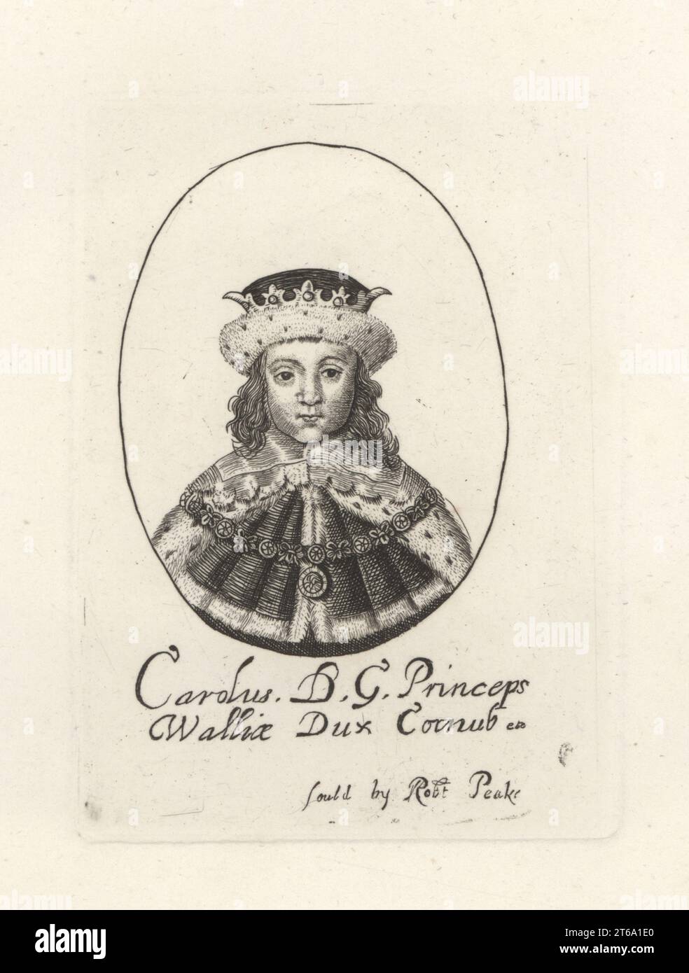 Oval portrait of Charles, Prince of Wales, later King Charles II of ...