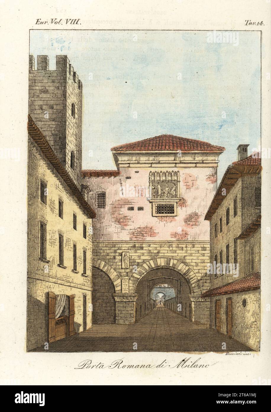 The Roman Gate in Milan, 1800s. Rebuilt in the 16th century by ...
