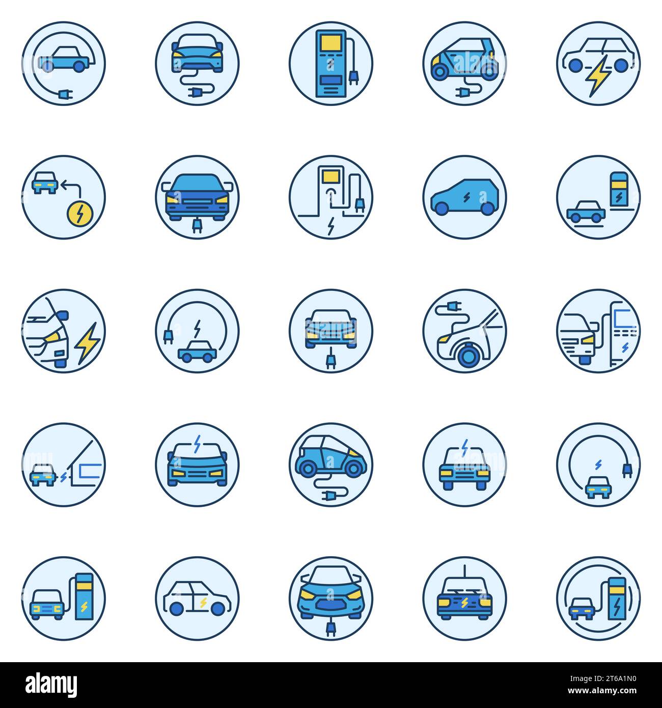 EV colored round icons set - vector Electric Car or Vehicle concept ...