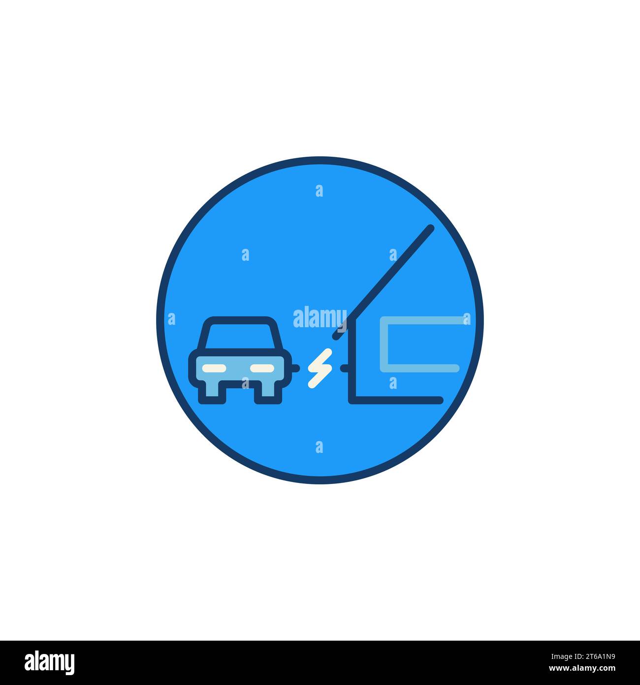 Electric Car Charging at Home vector concept round colored icon or ...