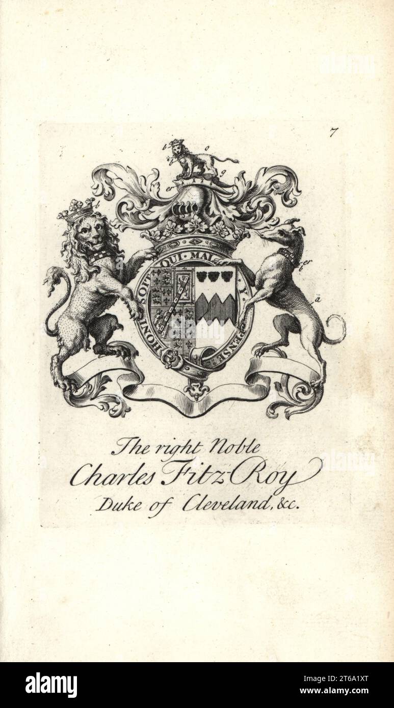 Coat of arms and crest of the right noble Charles Fitz-Roy, 2nd Duke of ...