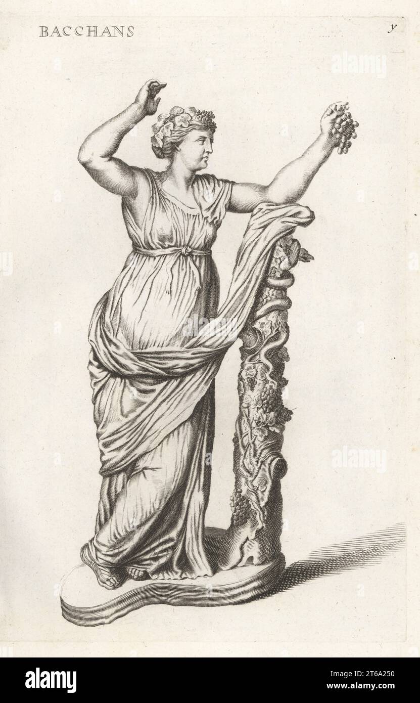 Bacchante, a priestess of the Roman god of wine, Bacchus. Wearing a ...