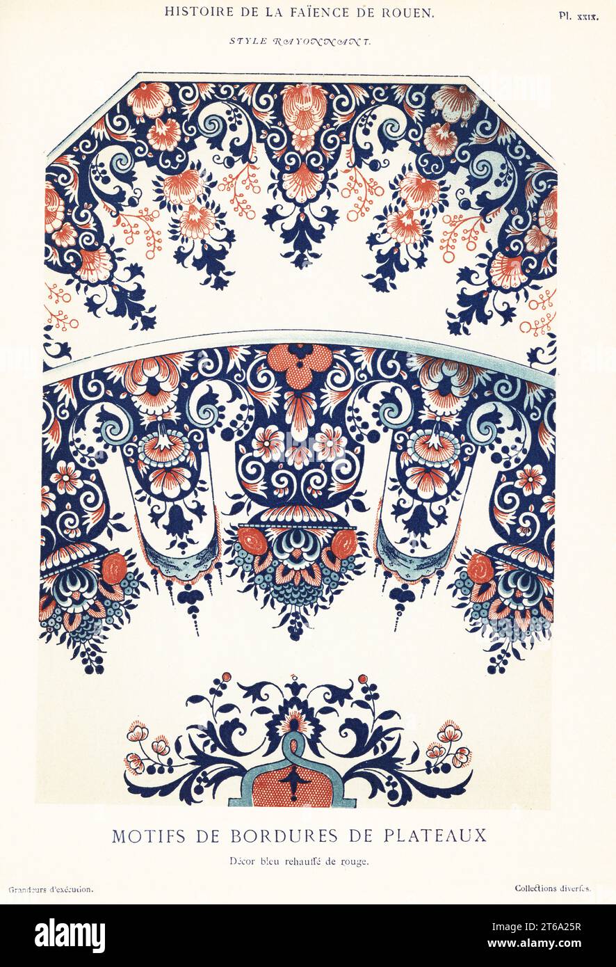 Border motifs for round and octagonal platters in blue and red festoon ...