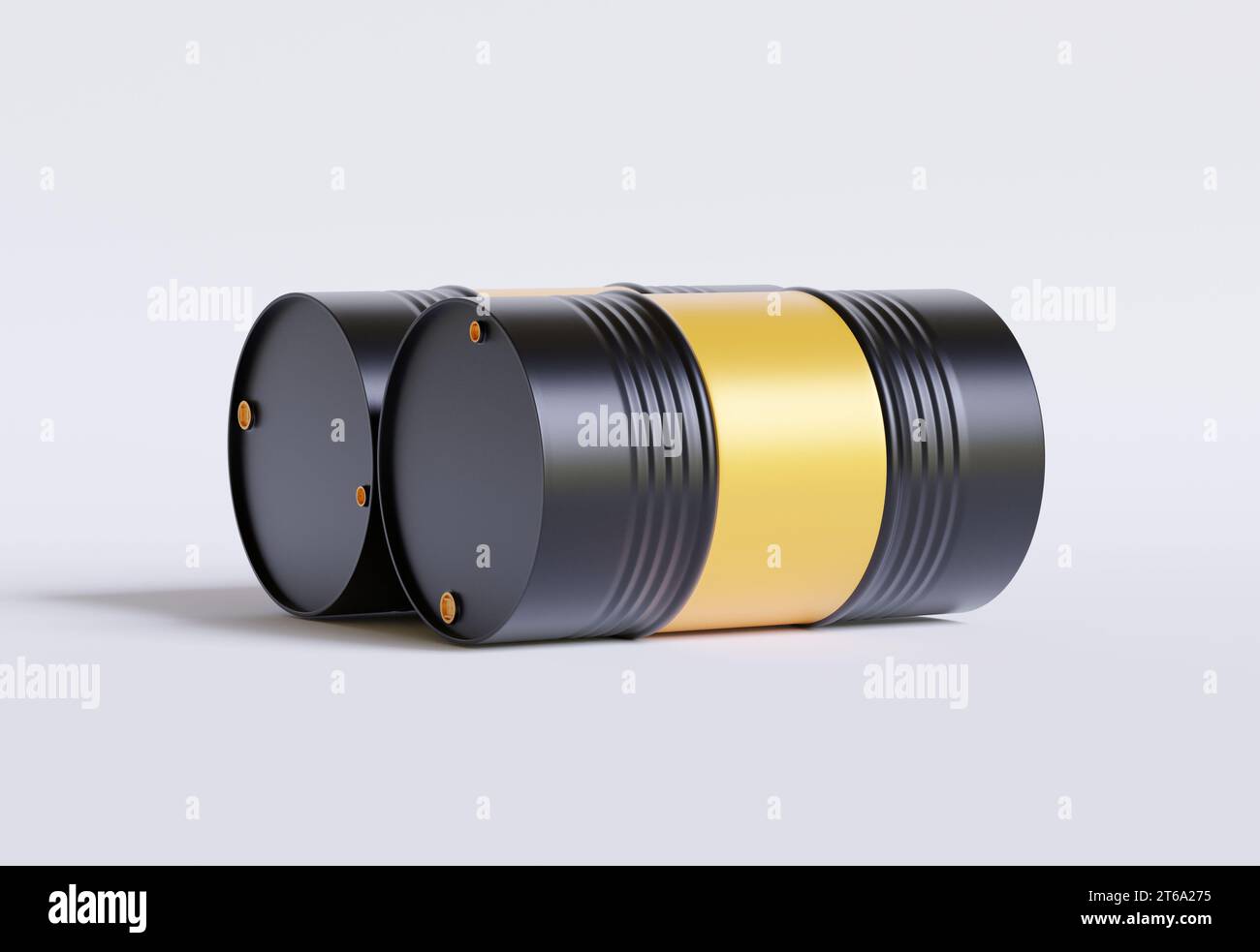 Drum Container oil industry. Gold and black barrels with oil drop label ...