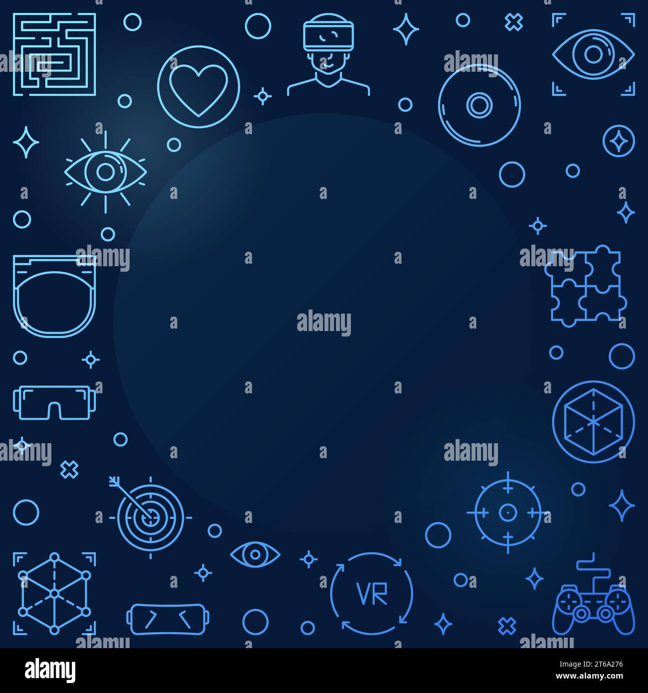 Virtual Reality blue modern outline frame - vector VR concept ...
