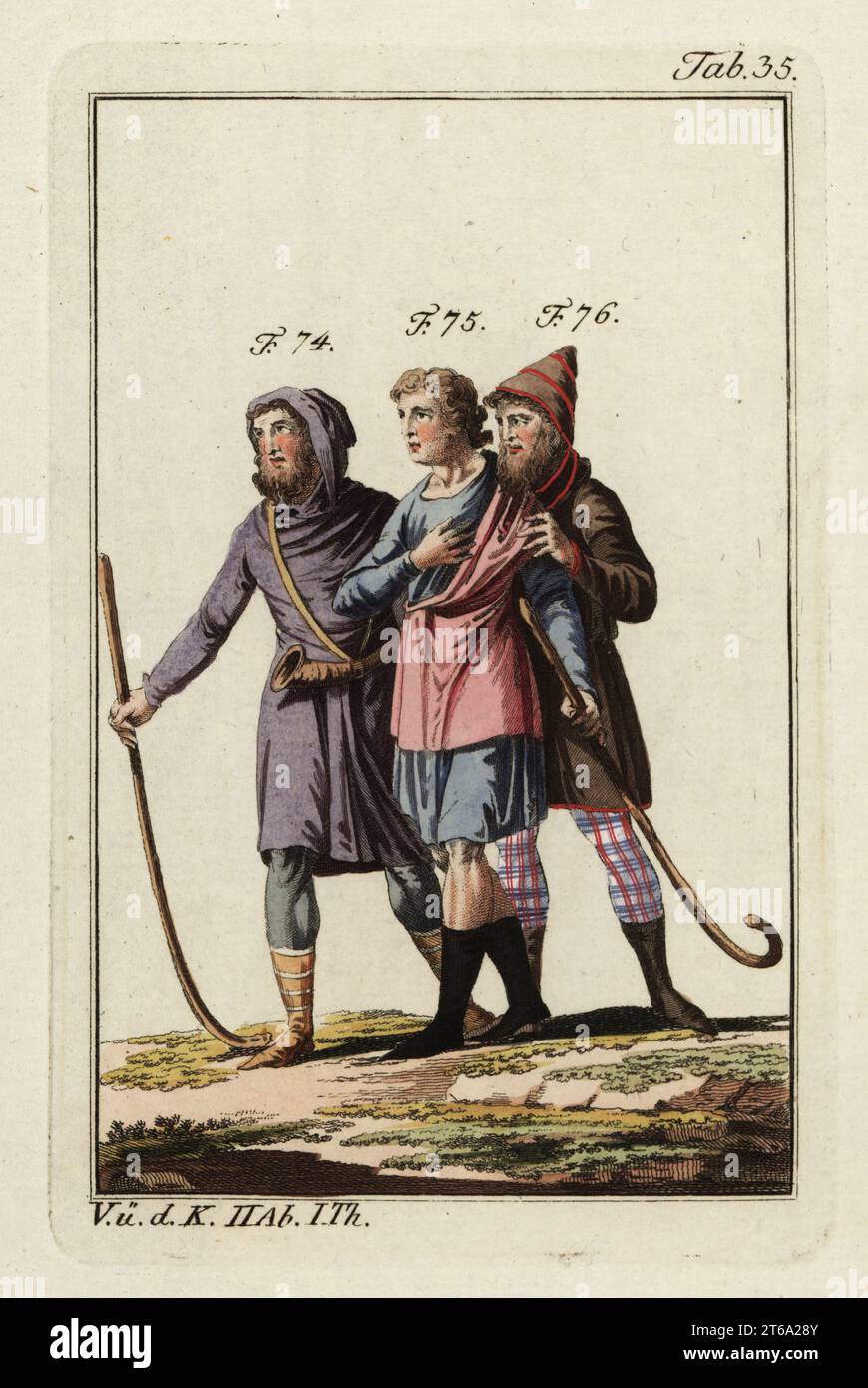 Three Danes of the lower classes. One holds a baton that was carried as ...