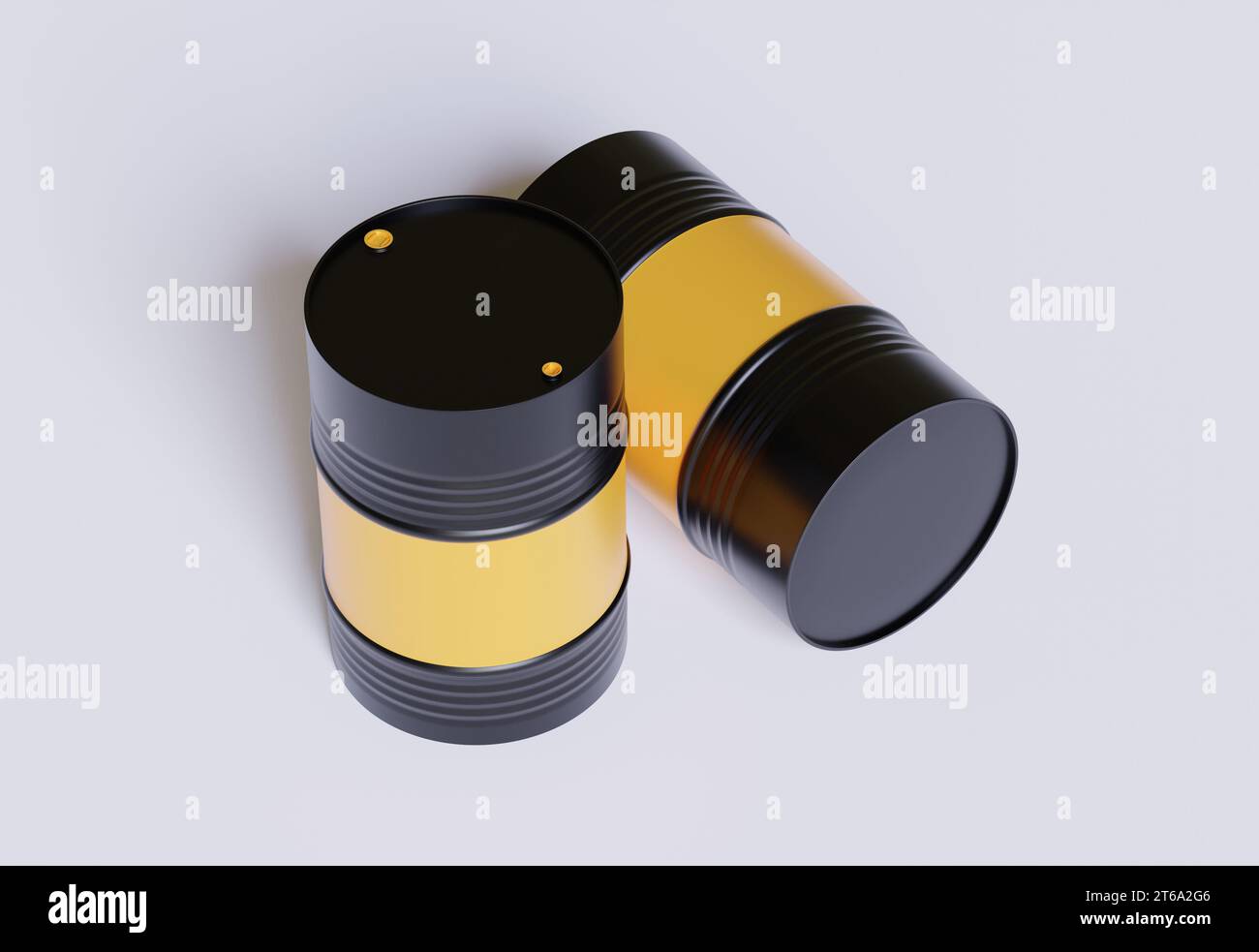 Drum Container oil industry. Gold and black barrels with oil drop label ...