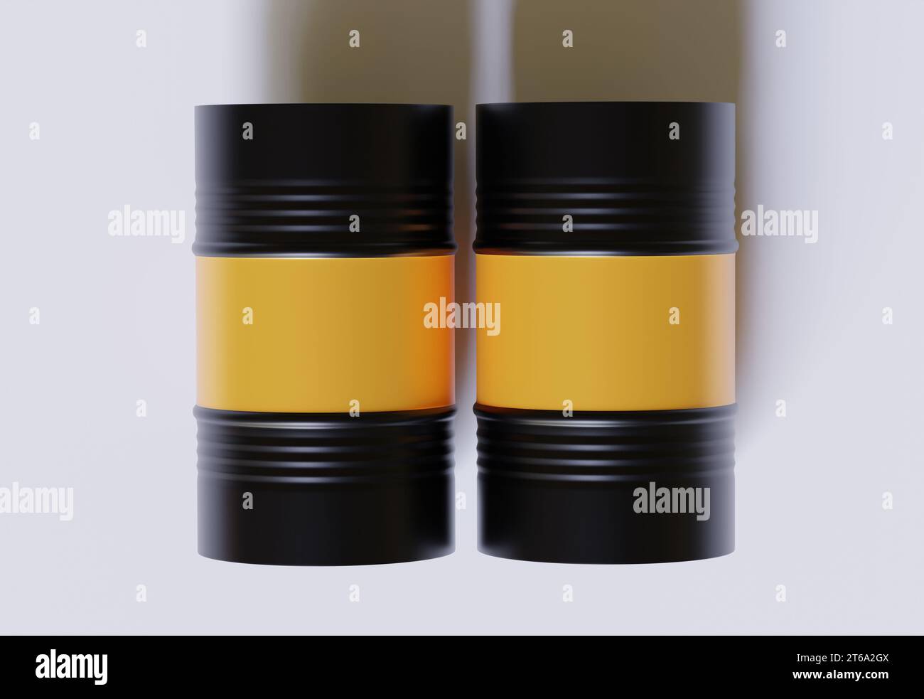 Drum Container oil industry. Gold and black barrels with oil drop label ...