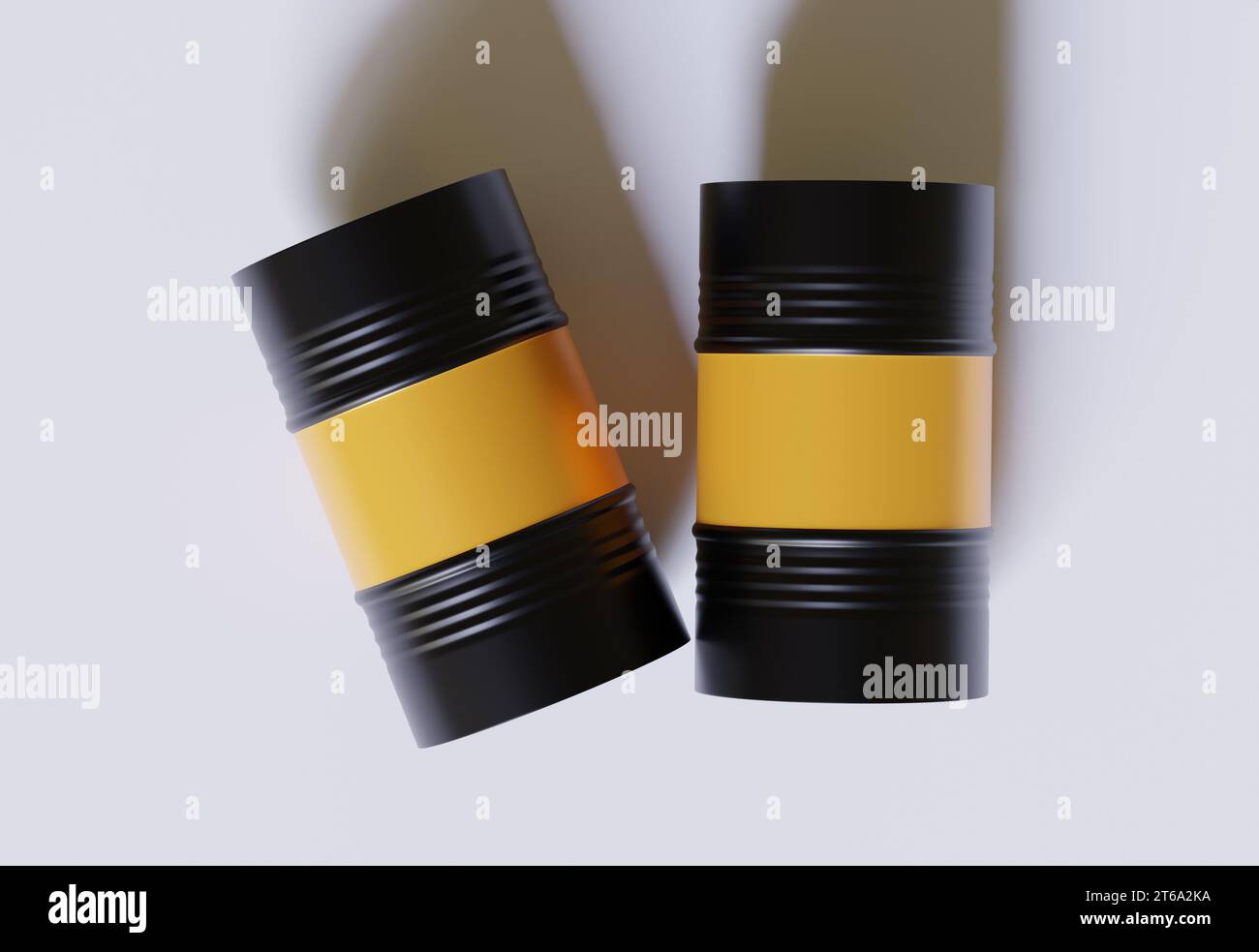 Drum Container oil industry. Gold and black barrels with oil drop label ...
