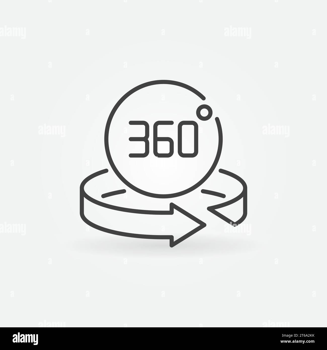 360 degree arrow with circle vector outline concept icon or design ...