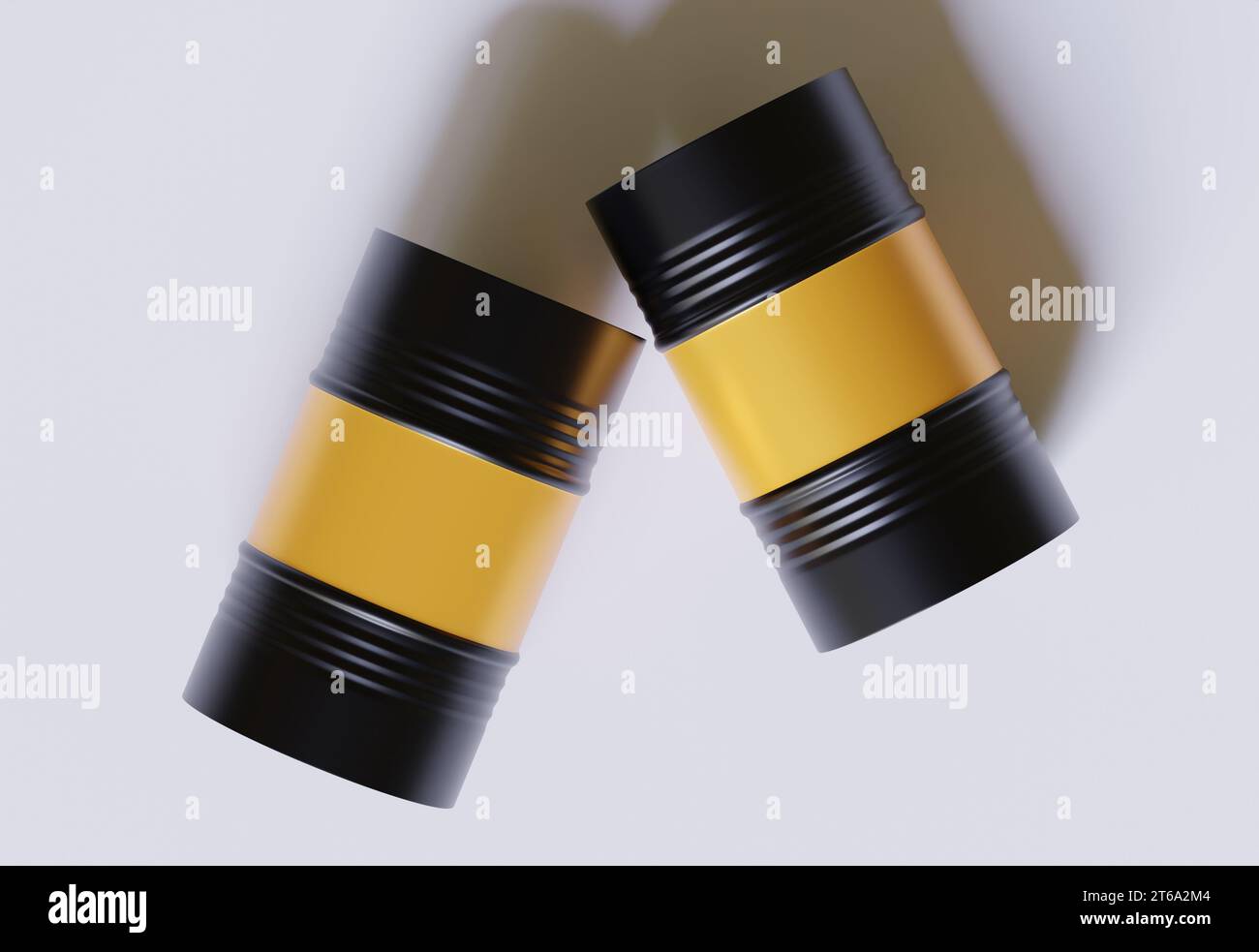 Drum Container oil industry. Gold and black barrels with oil drop label ...