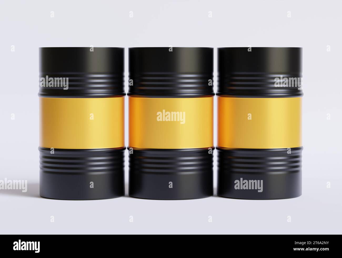 Drum Container oil industry. Gold and black barrels with oil drop label ...