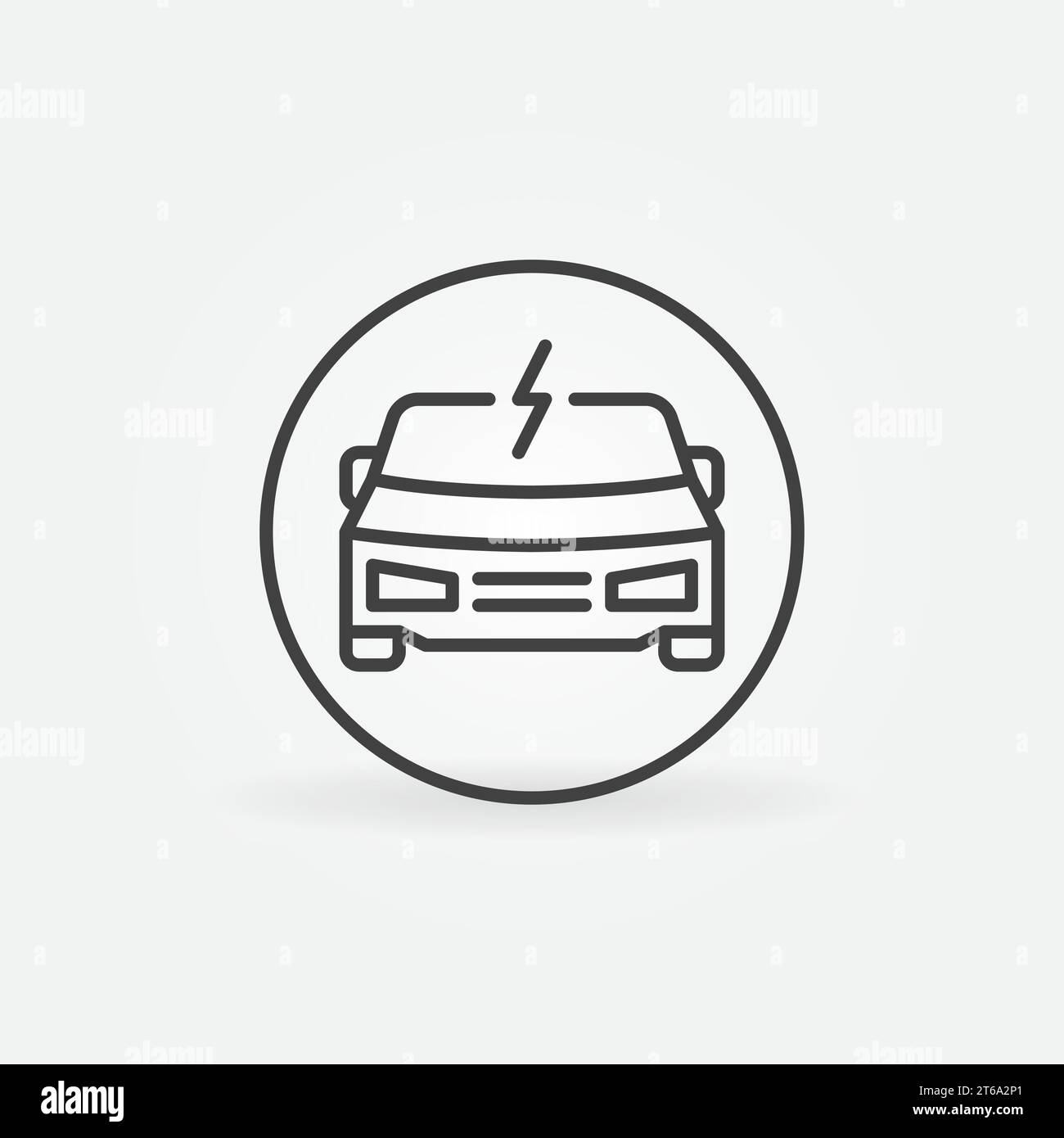 EV or Electric Car vector concept round icon or symbol in thin line ...
