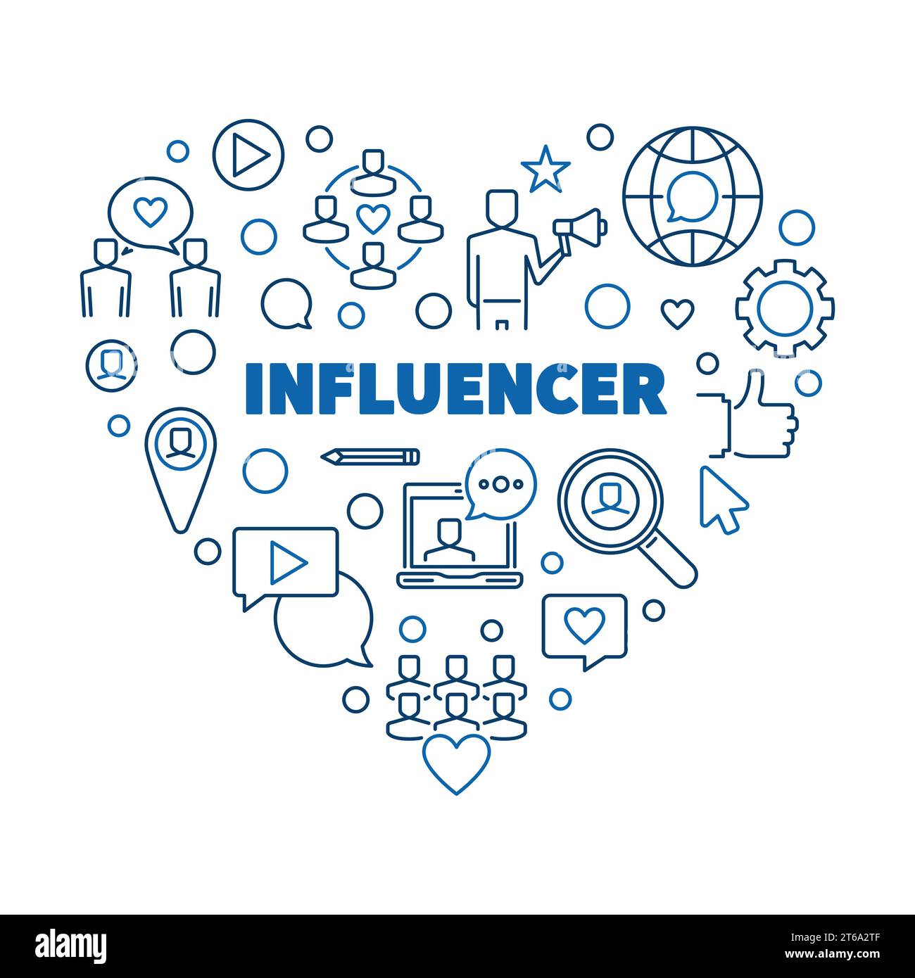Influencer vector concept creative heart linear illustration Stock ...