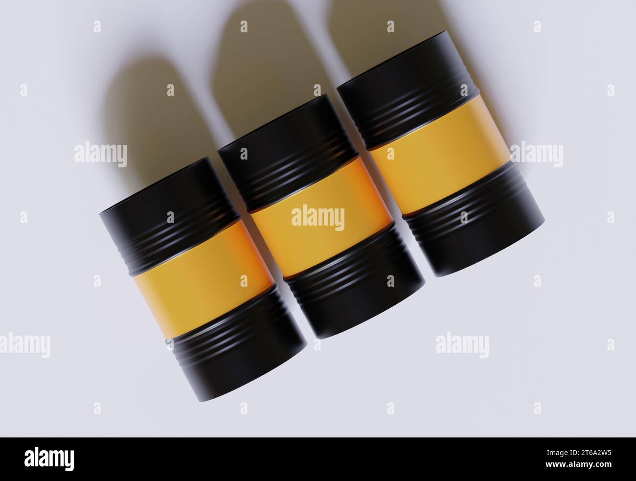 Drum Container oil industry. Gold and black barrels with oil drop label ...