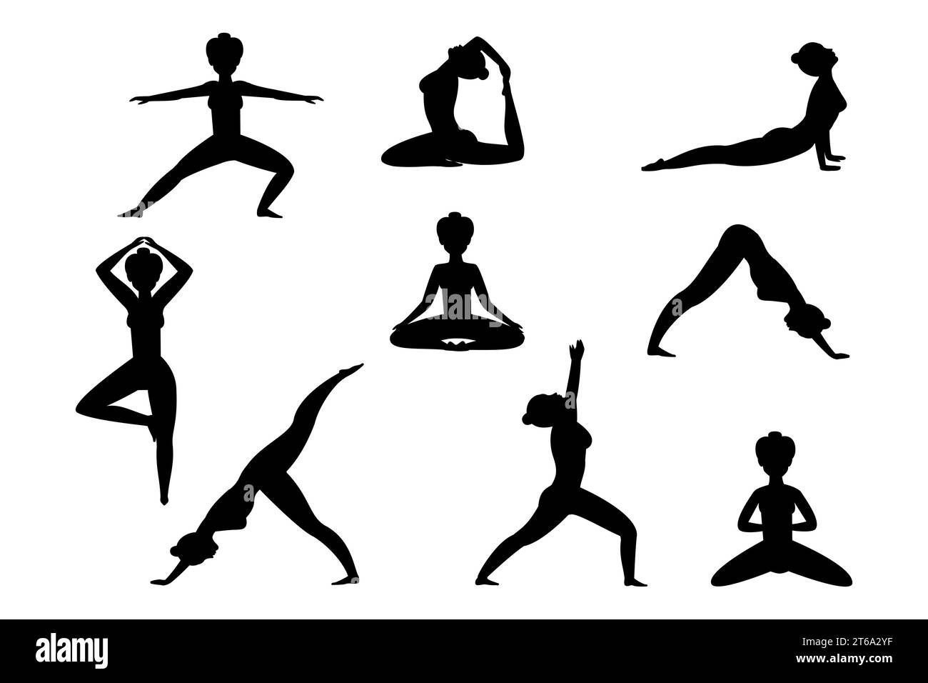 Yoga pilates set of icons on isolated white background. Flat vector ...