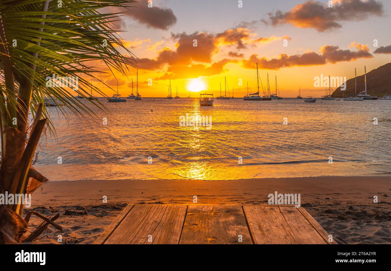 Sunset at La Grande Anse d'Arlet in La Martinique, Caribbean Sea ...
