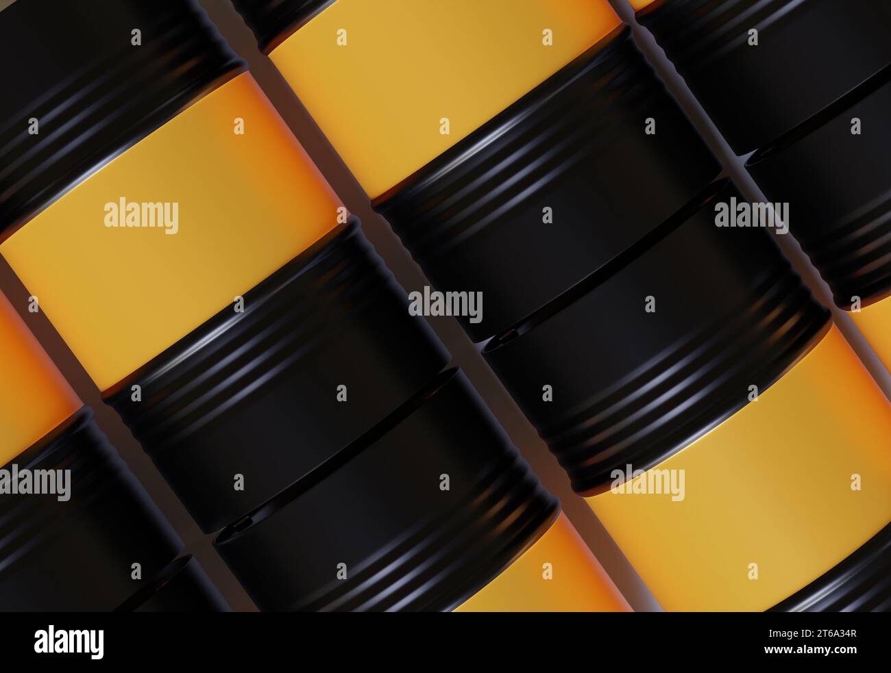 Drum Container oil industry. Gold and black barrels with oil drop label ...