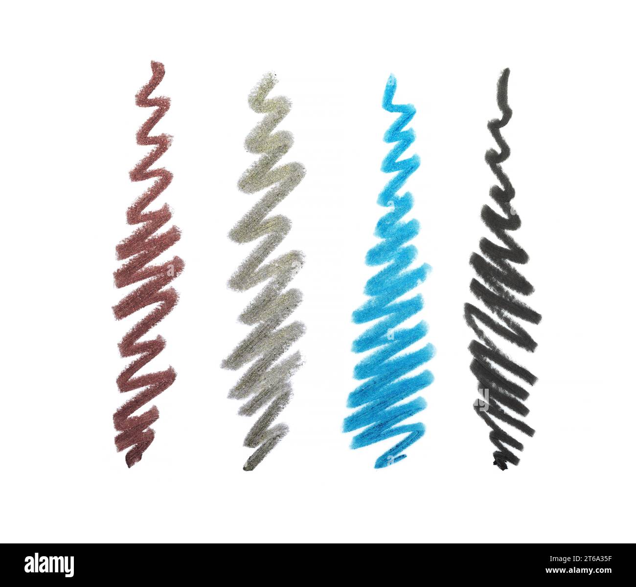 Black Brown Blue Green Gold Eyeliner pencil texture stroke isolated on ...