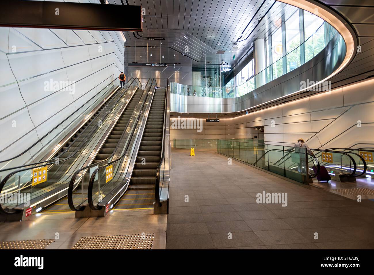 Escalators leading to Wynyard train station in Sydney Central Business ...