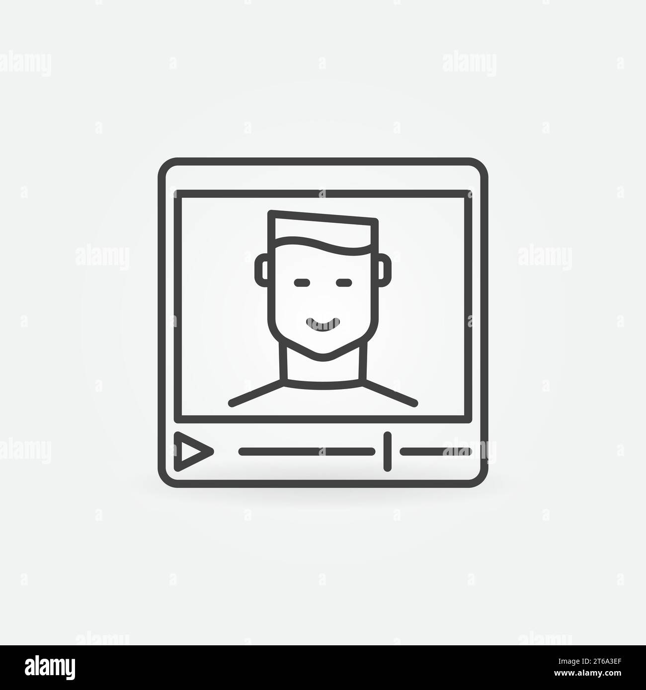 Video Player with Man outline icon. Vector vlogging linear concept ...