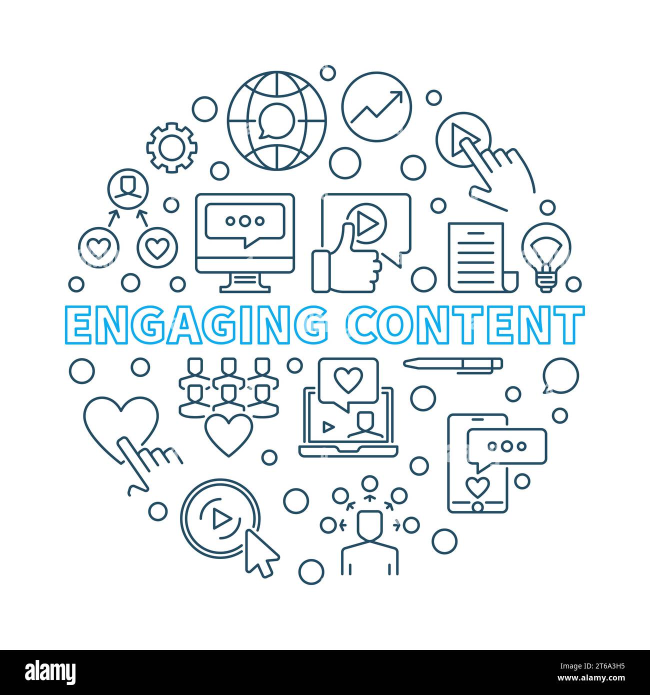 Engaging content vector round concept outline illustration Stock Vector ...