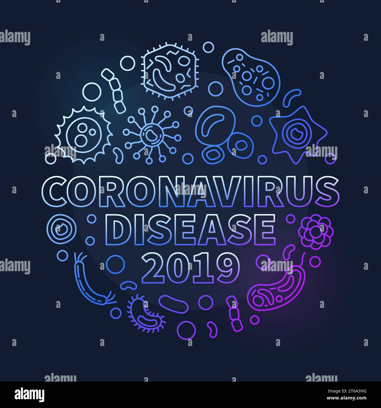 Coronavirus Disease 2019 outline round colorful vector concept ...