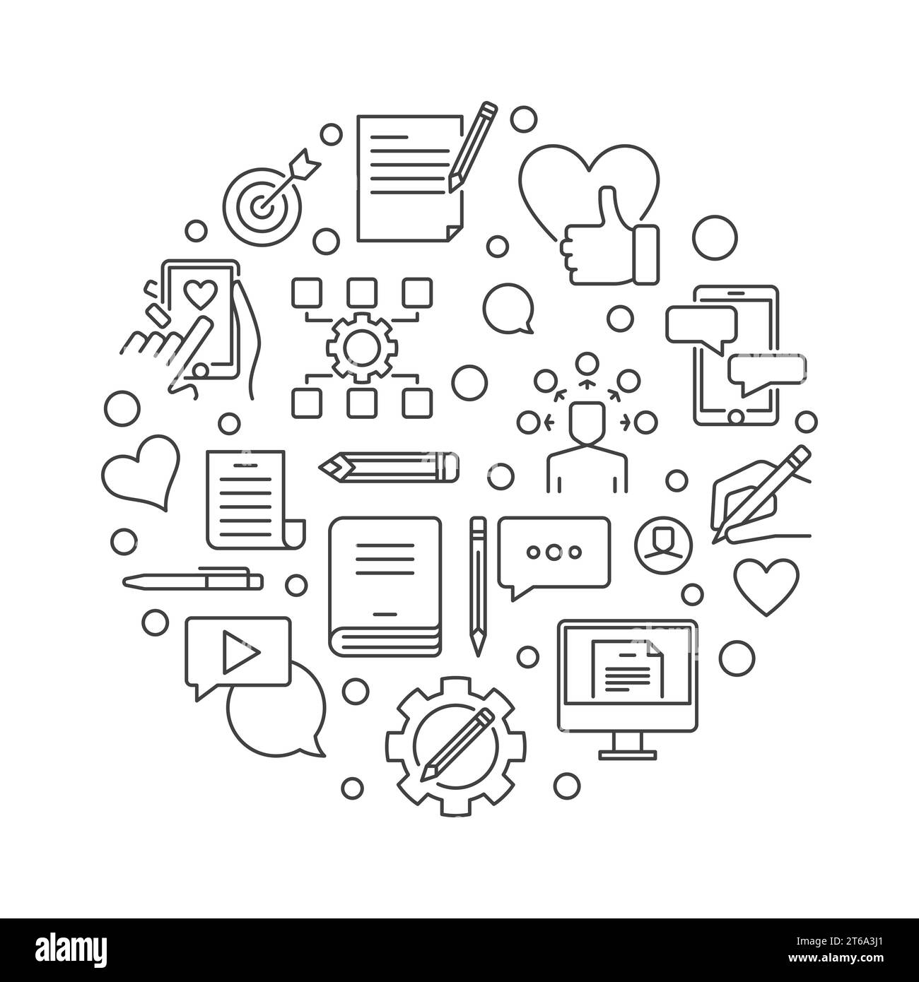 Content vector round concept minimal thin line illustration Stock ... Content vector round concept minimal thin line illustration Stock ...