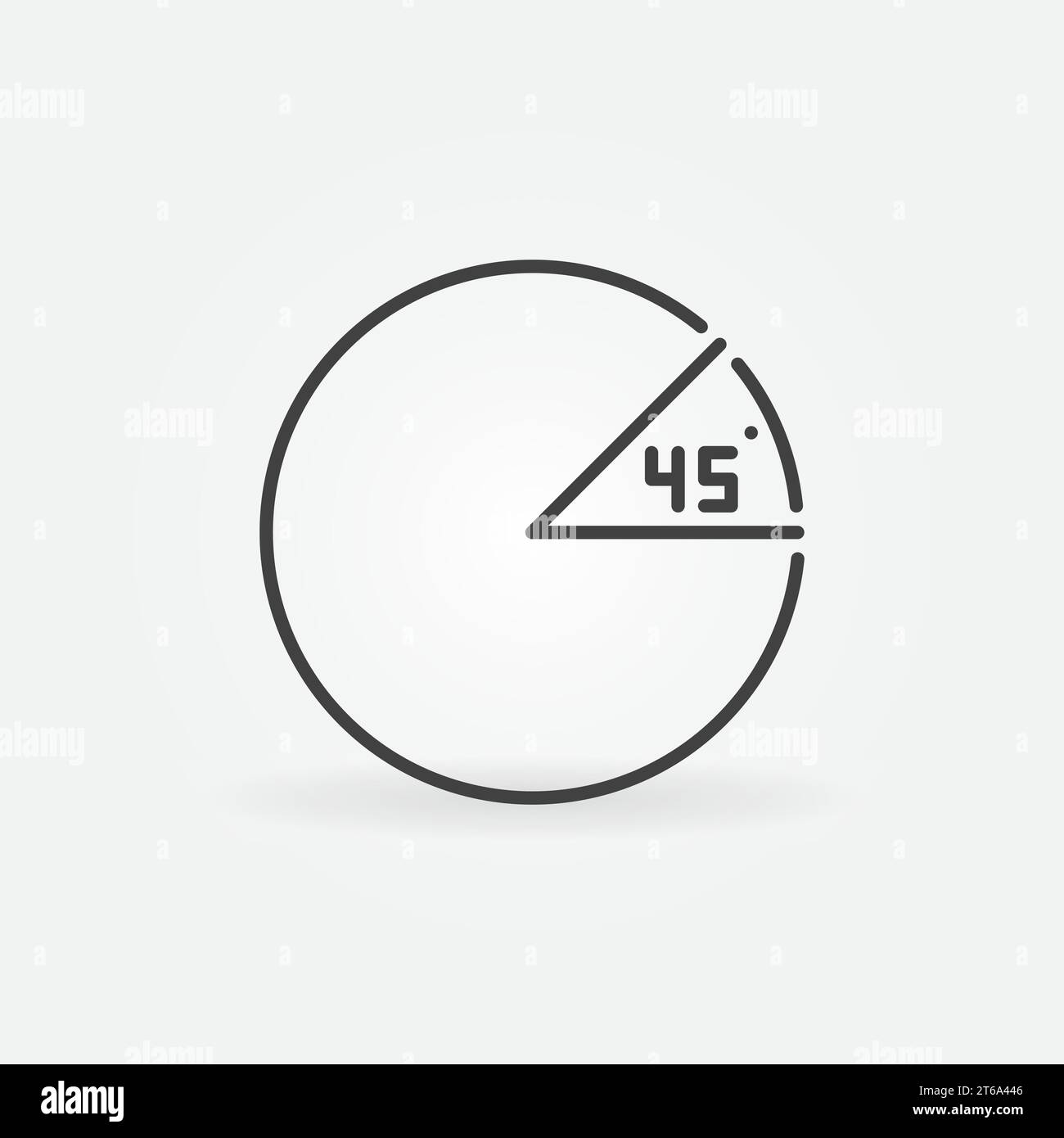 45 degree angle in circle vector concept minimal outline icon or symbol ...