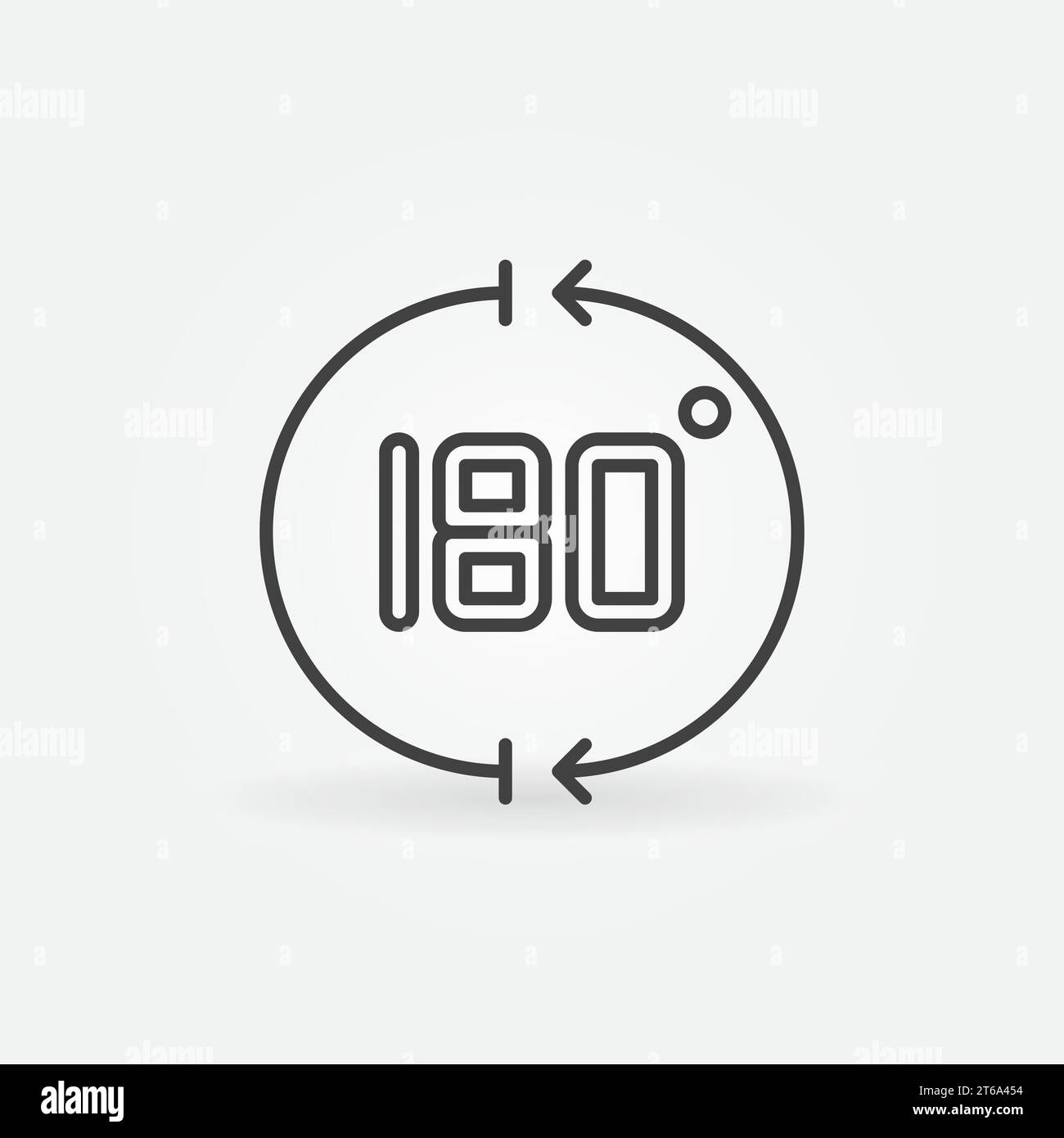 Vector 180 degrees angle outline concept icon or symbol Stock Vector ...