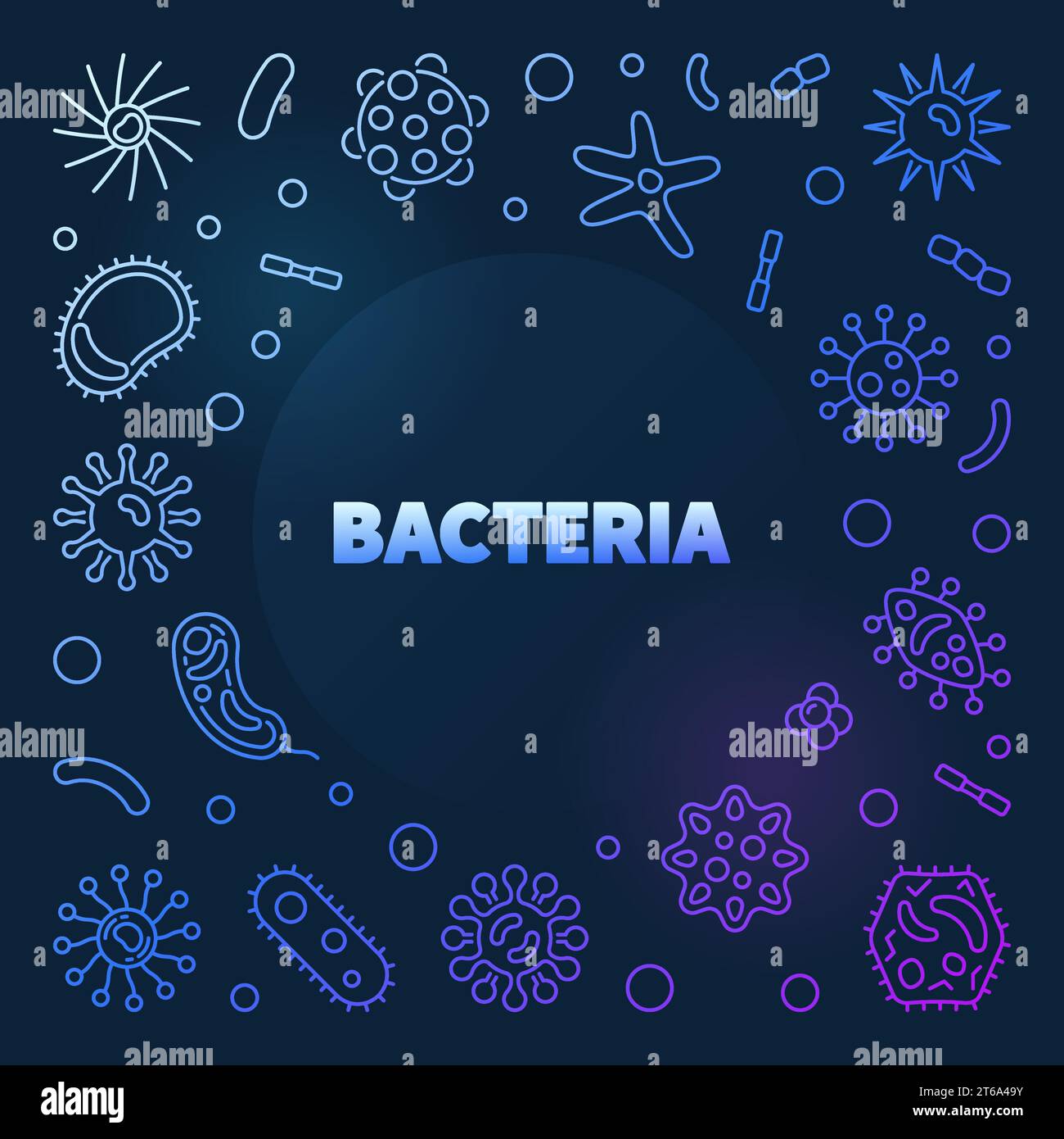 Vector Bacteria linear colored frame. Vector concept illustration Stock ...