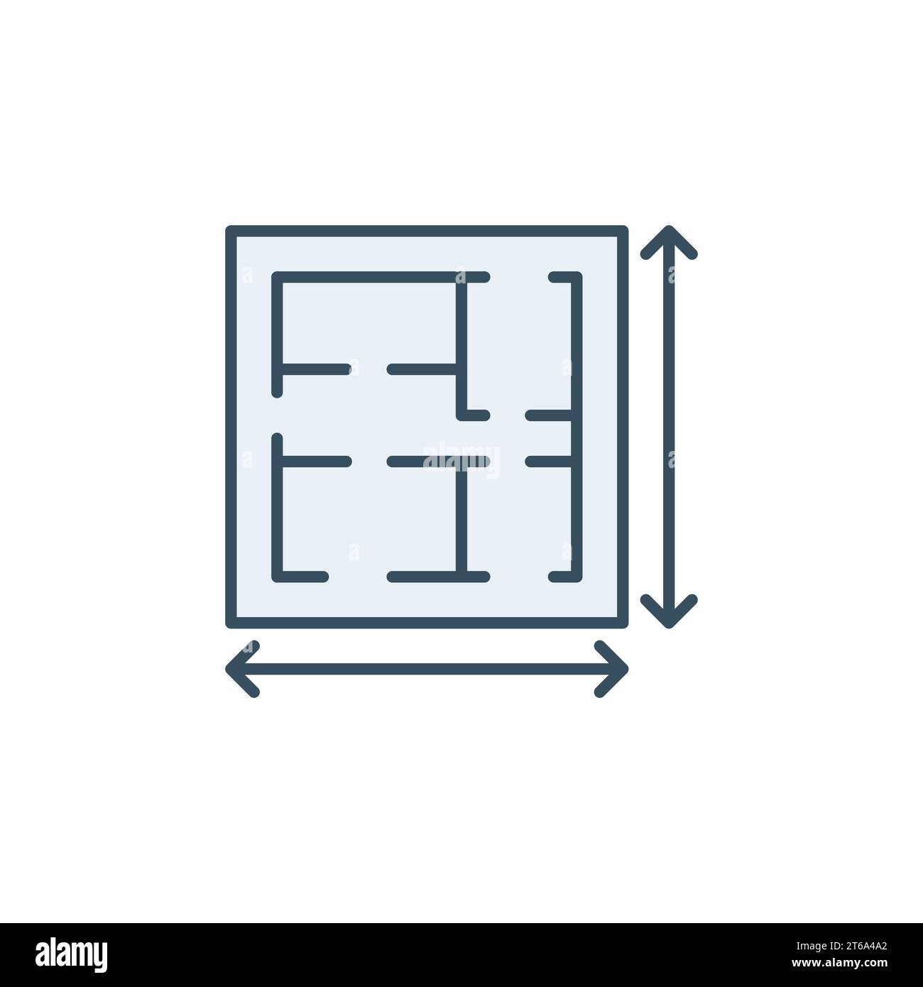 House Plan with arrows vector concept blue icon or logo element Stock ...