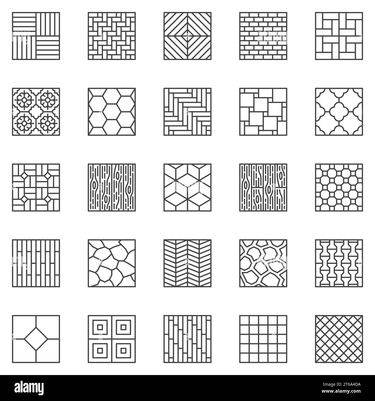 Flooring outline icons set. Vector Floor Materials - parquet, laminate ...