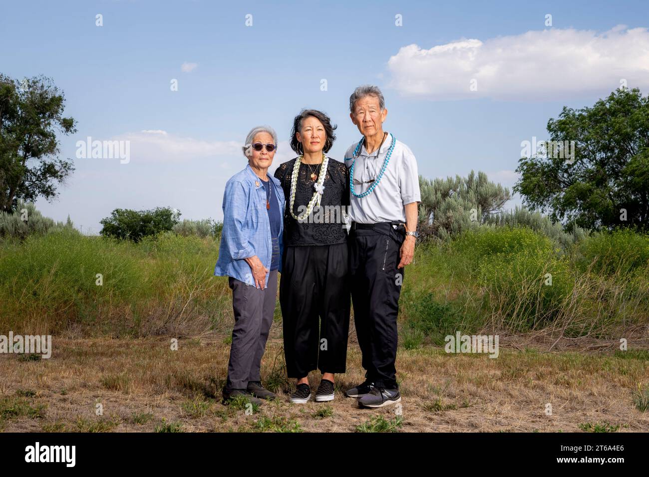 Minidoka Pilgrimage co-chair Erin Shigaki, center, poses with parents ...