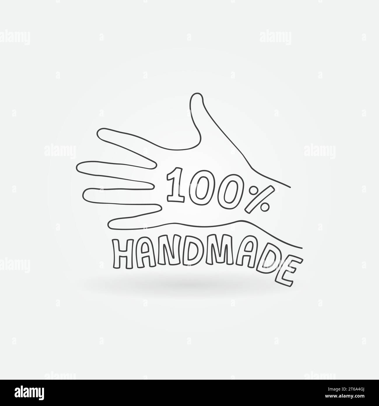 100 Percent Handmade vector concept label or symbol. 100 Hand Made icon ...