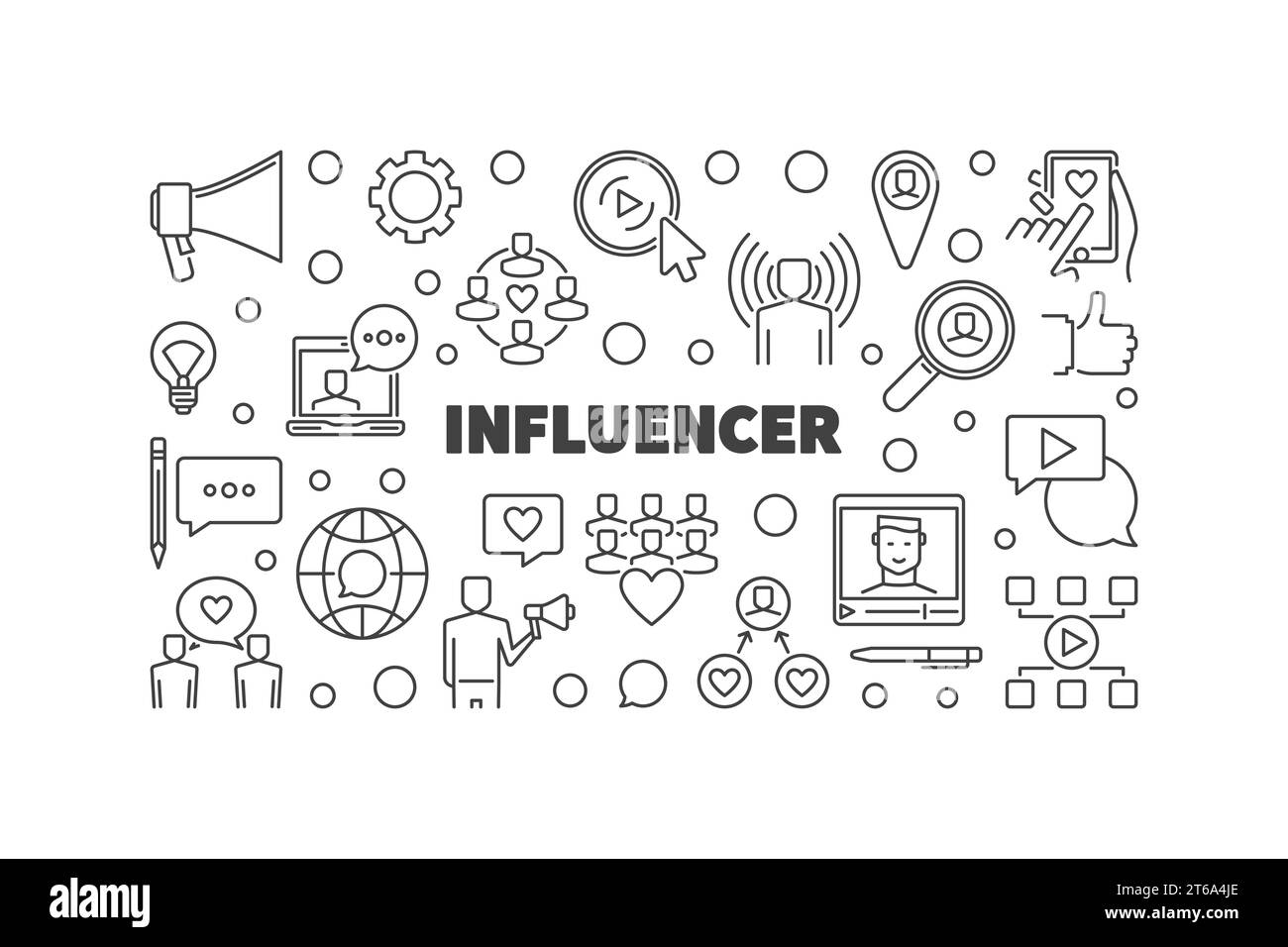 Influencer vector concept simple horizontal banner or illustration in ...