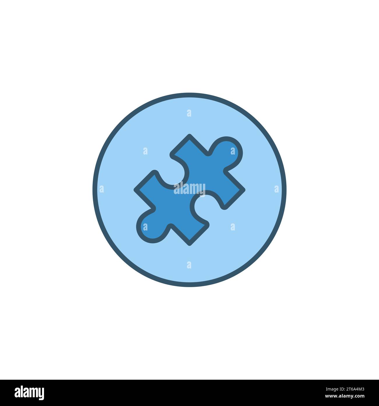 Circle with Puzzle vector concept blue icon or logo element on white ...